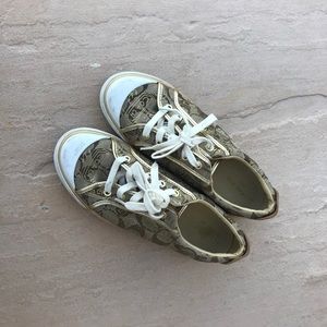 Coach | Shoes | Coach Barrett Metallic Gold Sneakers | Poshmark